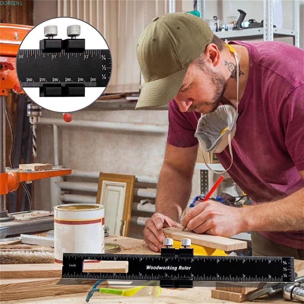 DOREEN1 Woodworking Tool Ruler, T-Type Slide Stop T Track Ruler ...