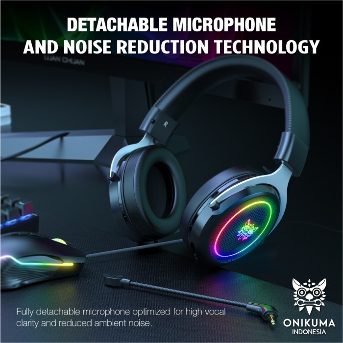 Onikuma X10 RGB GAMING HEADSET WITH DETACHABLE MICROPHONE | Shopee ...