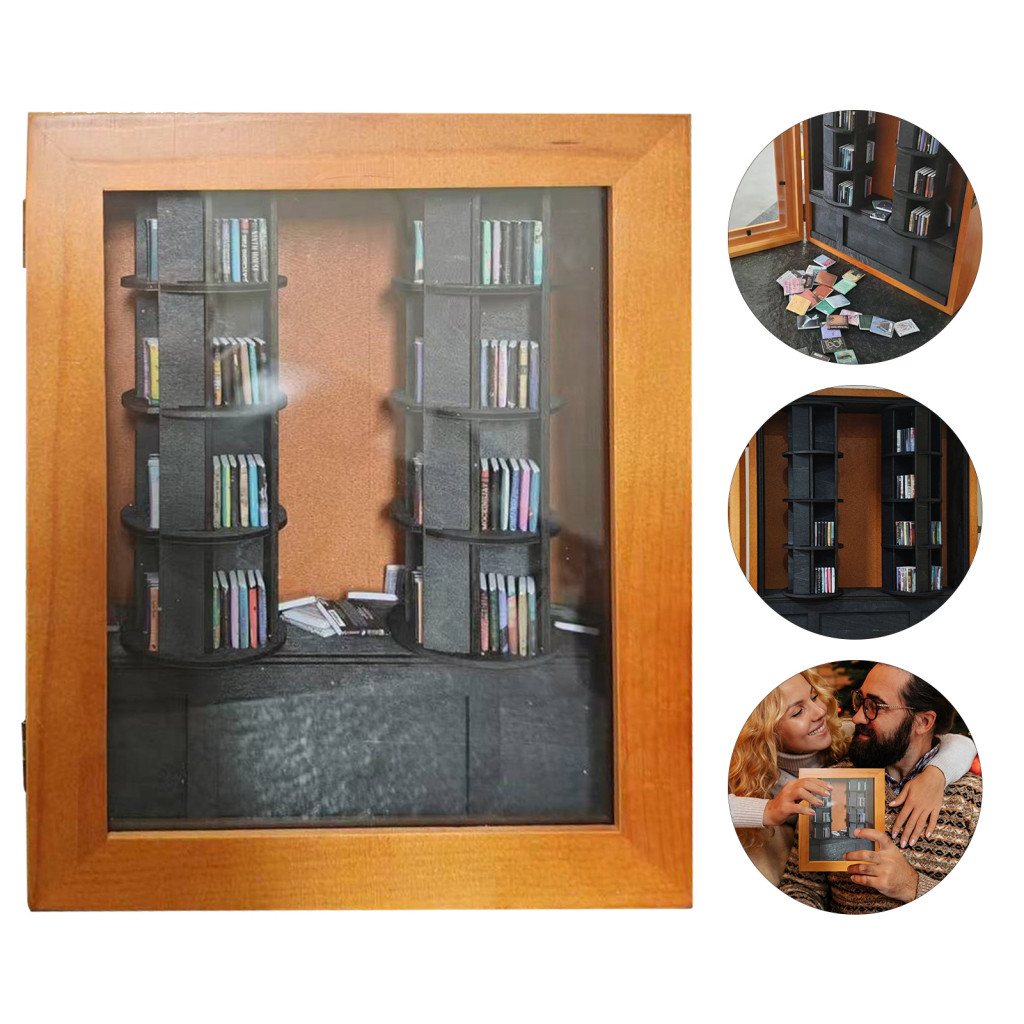 WA_ Stress Relief Bookshelf Tiny Anxiety Bookshelf Wooden Mini ...