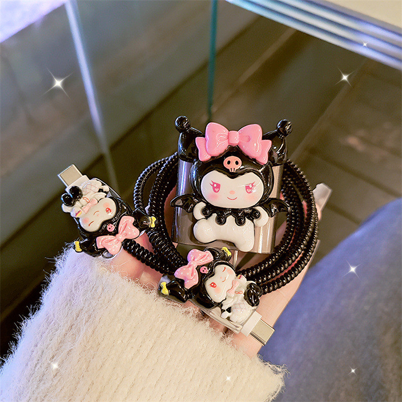 4 in 1 /Cute Cartoon Kuromi DIY 18w/20w Charger Protector Set Charger ...