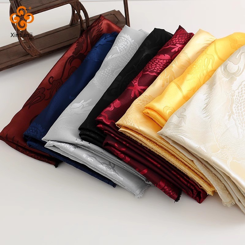 Dragon Pattern Brocade Satin Fabric Chinese Style Jacquard Silk Cloth ...
