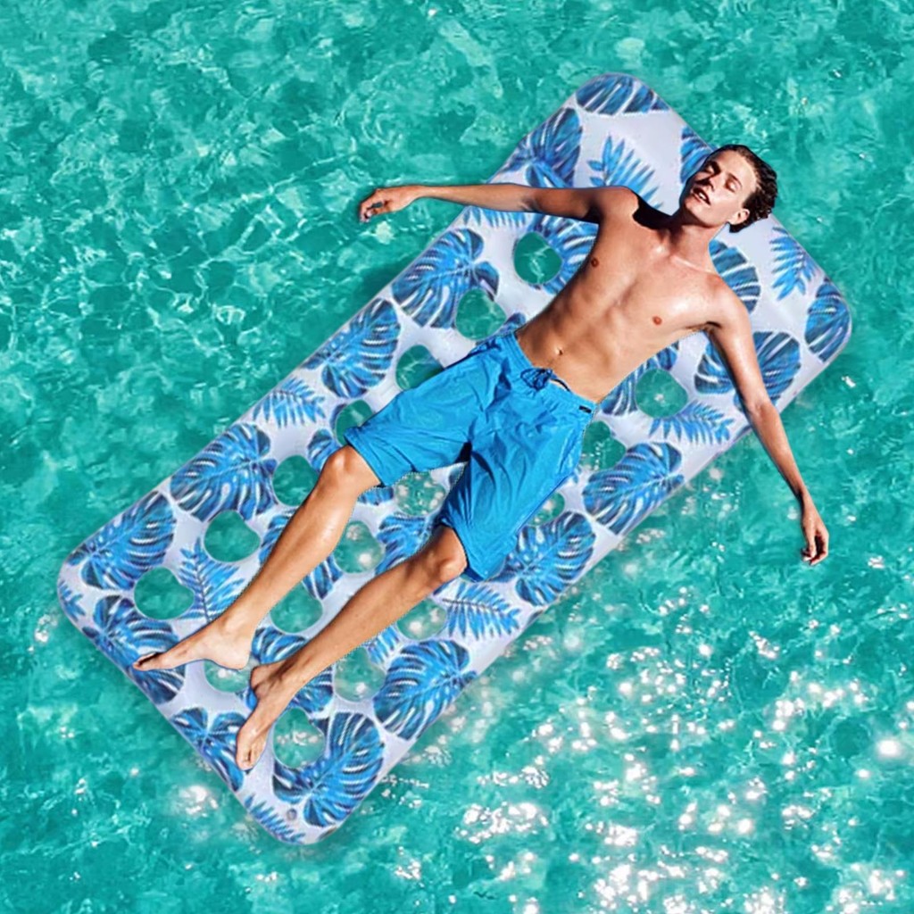 Pool Floats Adult Folding Water Lounger Inflatable Raft Sun Tanning ...