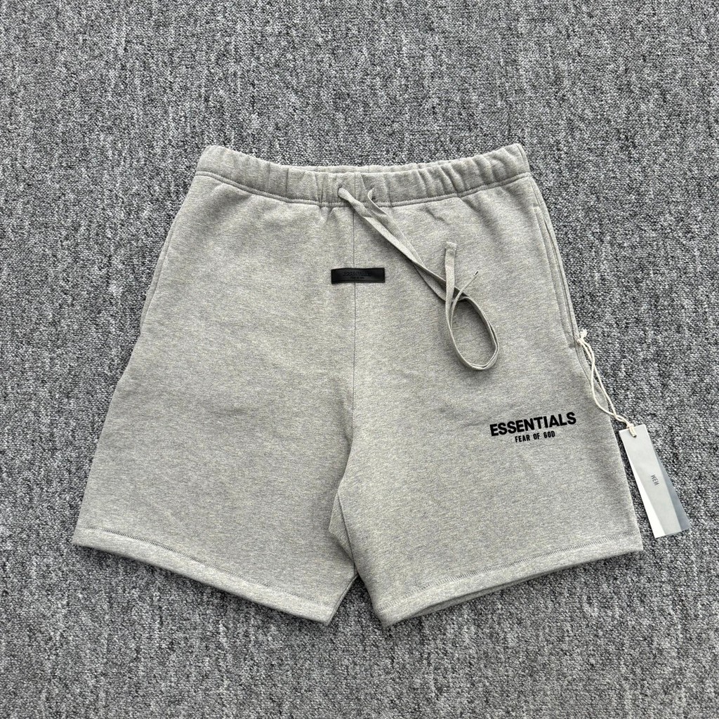 FEAR OF GOD ESSENTIALS letter logo flocking printing design shorts grey ...