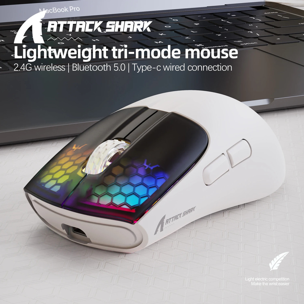 Attack Shark X5 Wireless Mouse Bluetooth Tri-Mode PAW3212 Sensor ...