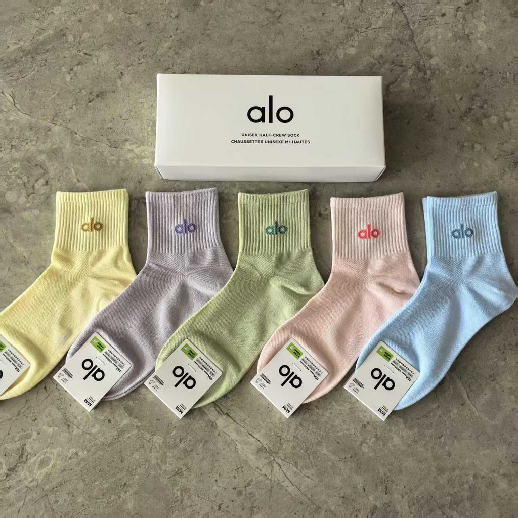 A alo mid-tube socks solid color mesh cotton socks casual fashion ...