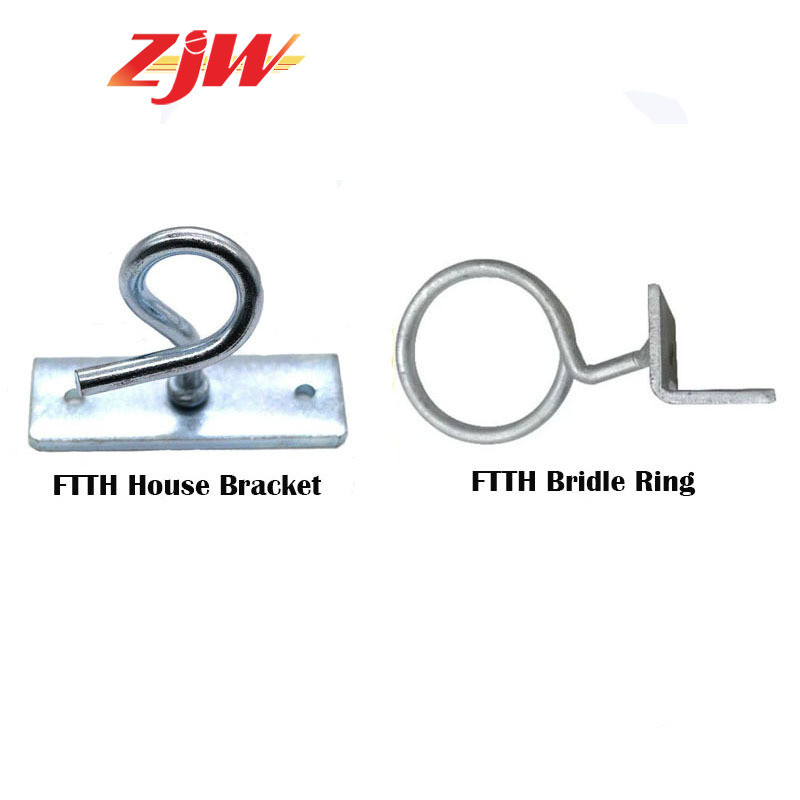 ZJW FTTH Fiber House Bracket Metallic Fiber Optic Cable Clamp / Bridle ...