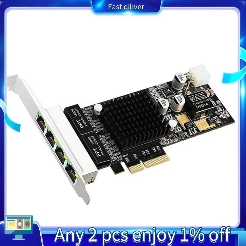4 Port PCIE POE Network Card 10/100/1000M Gigabit Industrial Ethernet ...