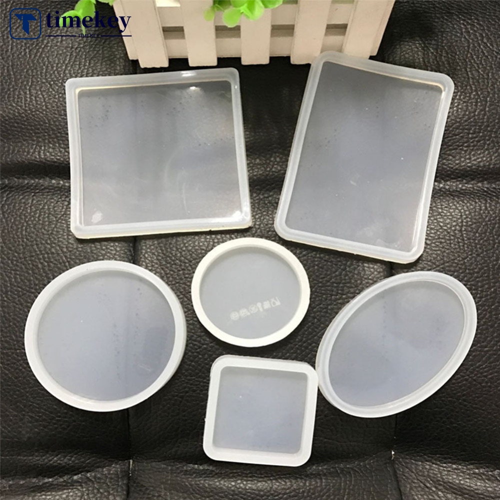 TIMEKEY DIY Round Oval Square Shaped Silicone Molds Epoxy Resin Mirror ...