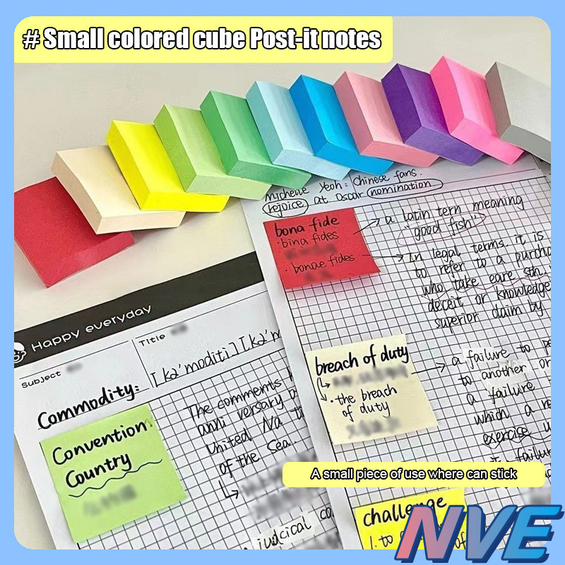 NVE Colored Small Square Post-it Notes Mini Note Paper Student Multi ...