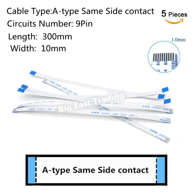 ж-5pcs FPC Ribbon Flexible Flat CABLE PITCH 0.5mm 1.0mm 300mm A-type Same Side Contact B-type ...