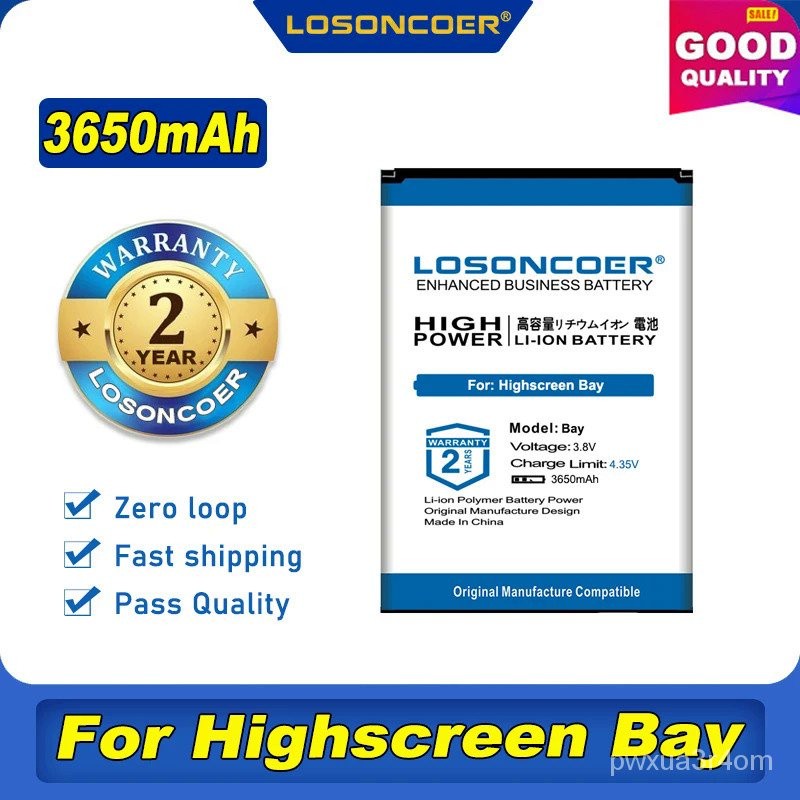 OR 100% Original LOSONCOER 3650mAh Battery For Highscreen Bay Mobile Phone Battery | Shopee ...