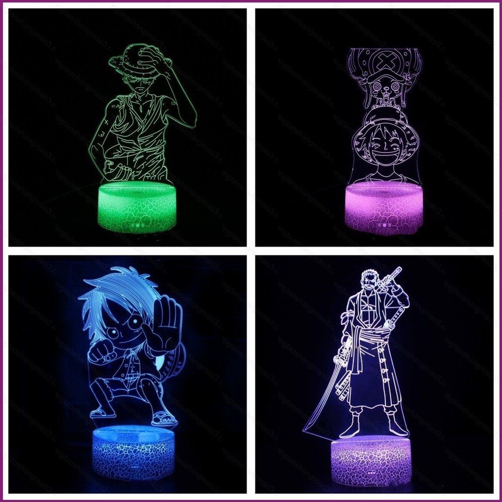 One Piece Luffy Ace Nami Night Light Anime 3D Lamp Remote Touch LED ...