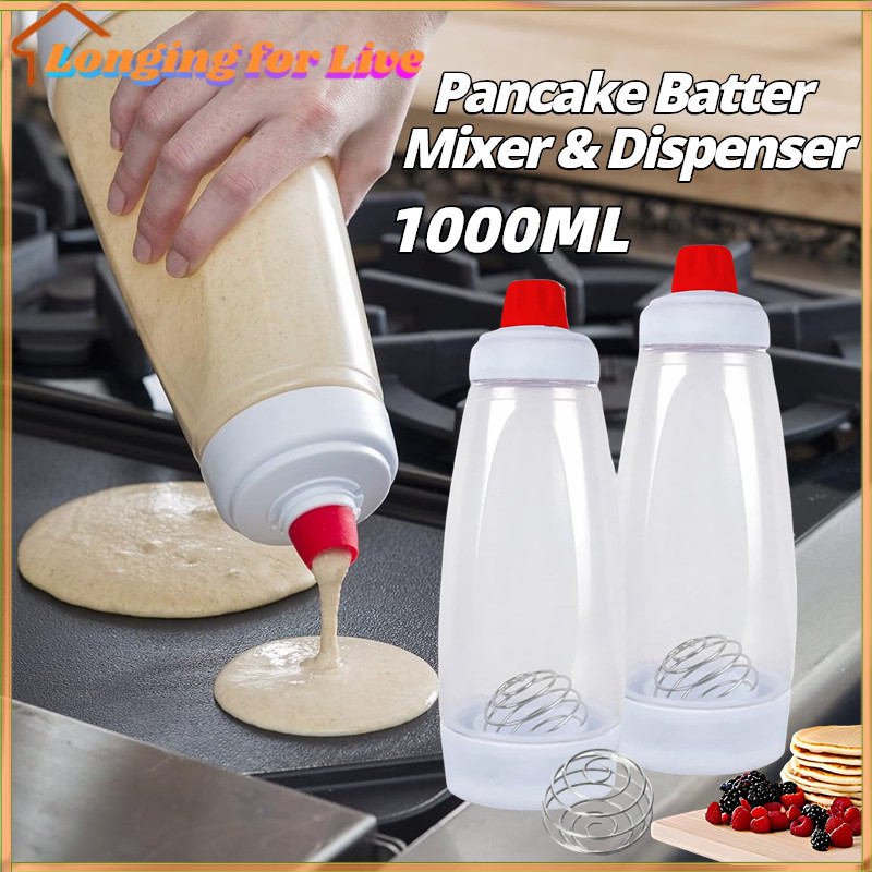 2in1 Pancake Batter Dispenser & Mixer Hand Mixing Shaker Bottle with ...