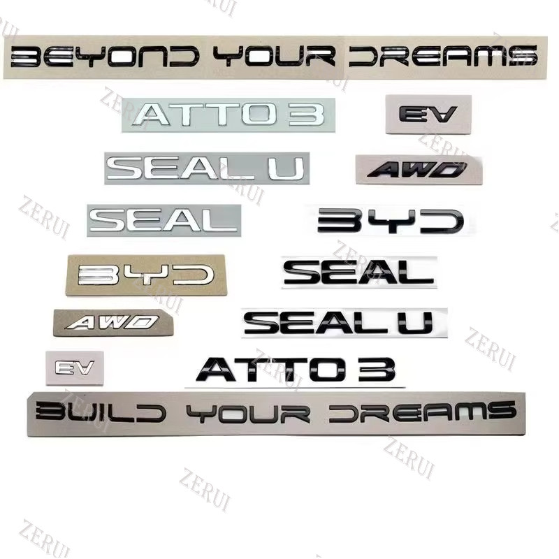 ZR For 3D ABS Chrome Black Logo BYD Emblem Letters Stiker Car Trunk ...