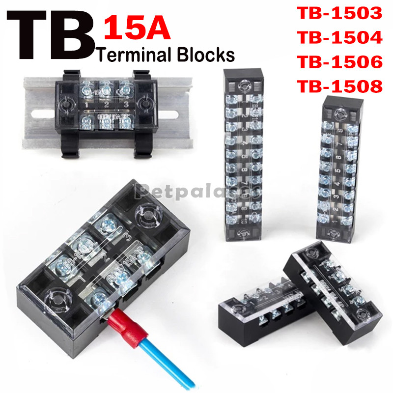 Dual Row Strip Screw Terminal Block 3pin 8 Pins Slots 15a 600v Fixed ...