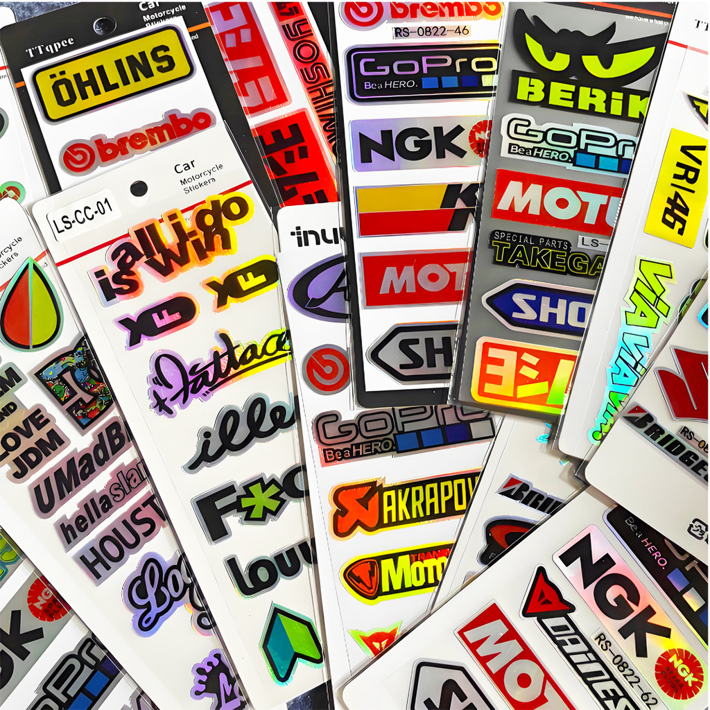 Japanese JDM AKRAPOVIC MOTUL Brembo GoPro Vinyl Holographic Stickers For Motorcycle accessories ...