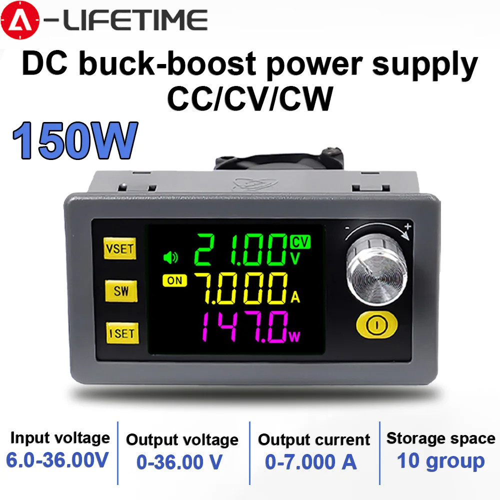 150W/7A 6A CNC DC Buck Boost Converter 0-36V Adjustable Regulated ...