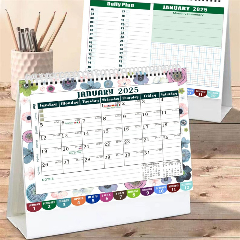Mini Desk Calendar 2025-2026 with Stickers, 18 Months Standing Flip ...