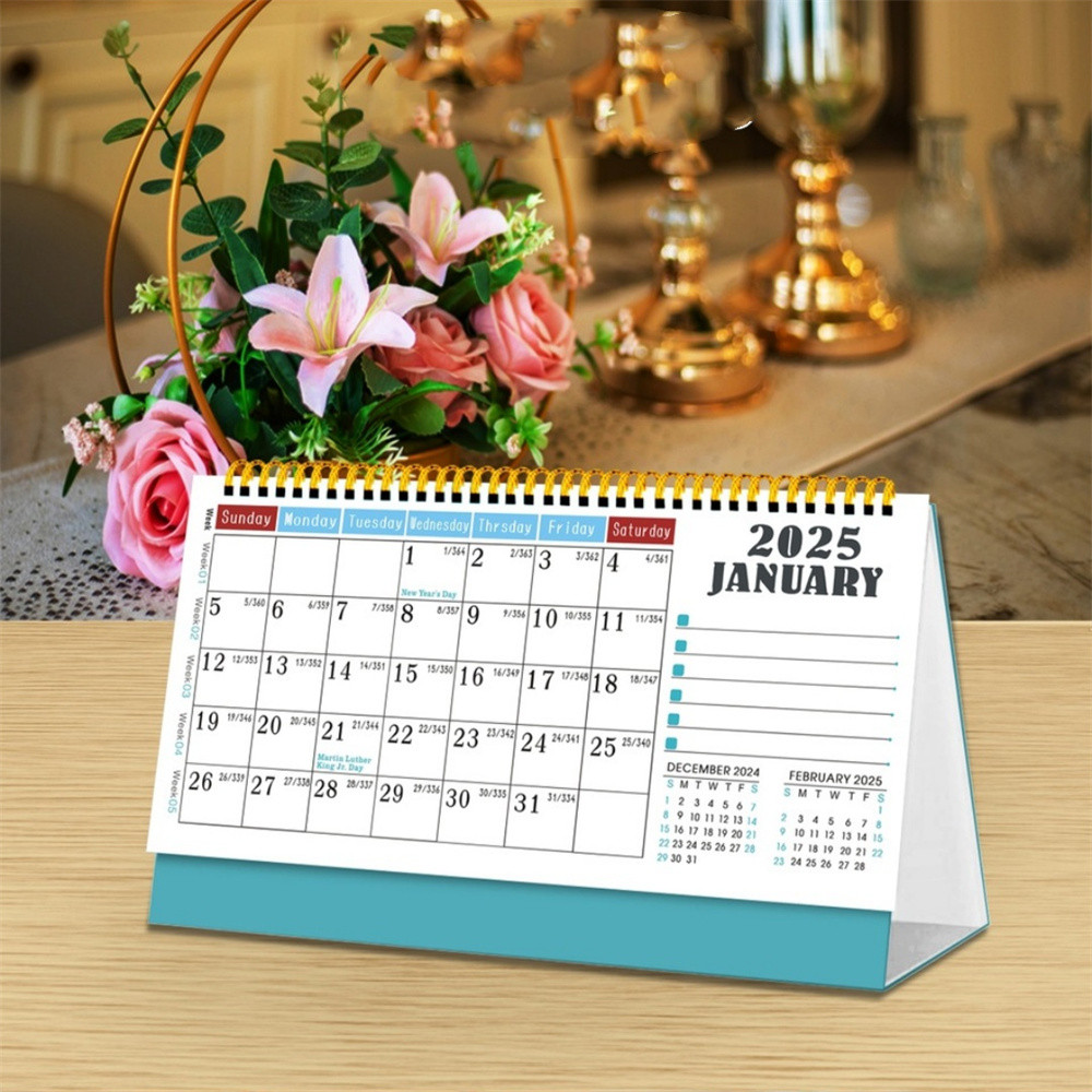 Mini Desk Calendar 2025-2026 with Stickers, 18 Months Standing Flip ...