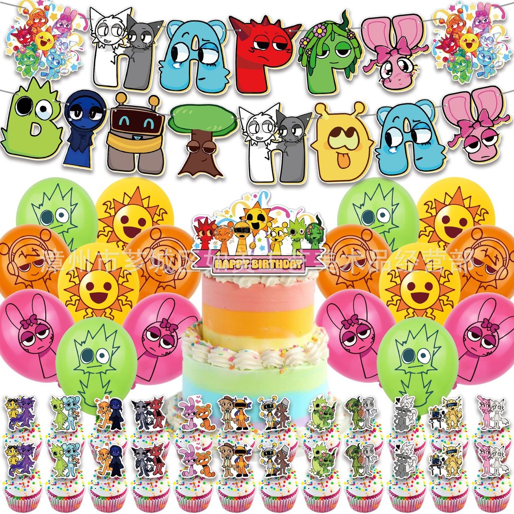 Kira Sprunki theme birthday party banner balloon decoration Caketopper ...