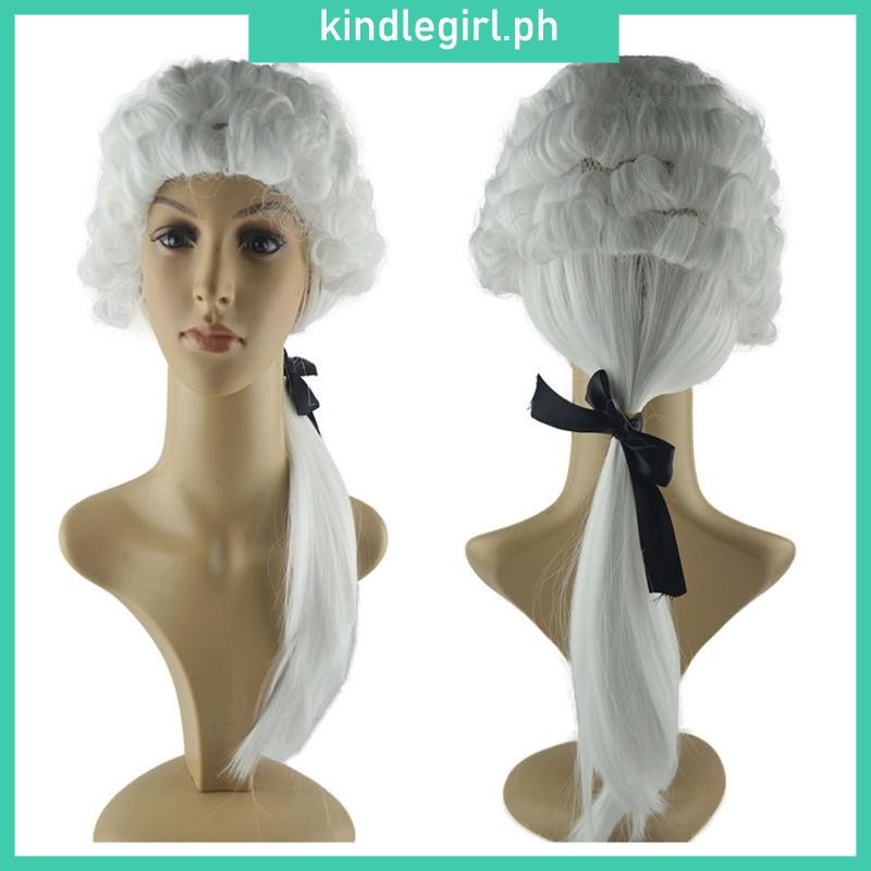 KING 1700s Colonial Wig White Powdered Wig Women Men Historical Costume ...