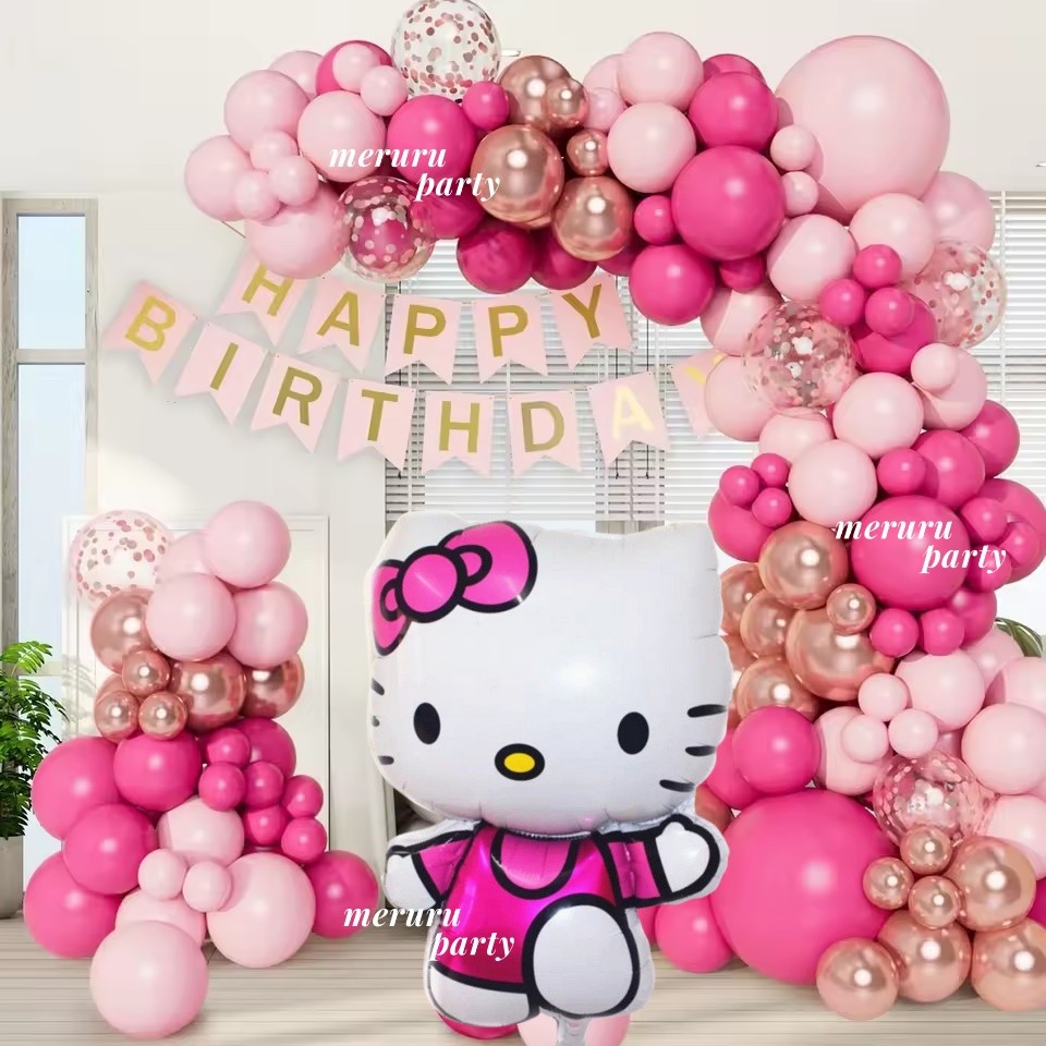 Sanrio Hello Kitty Theme Party Balloon Garland Kit Pink Purple Macaron ...