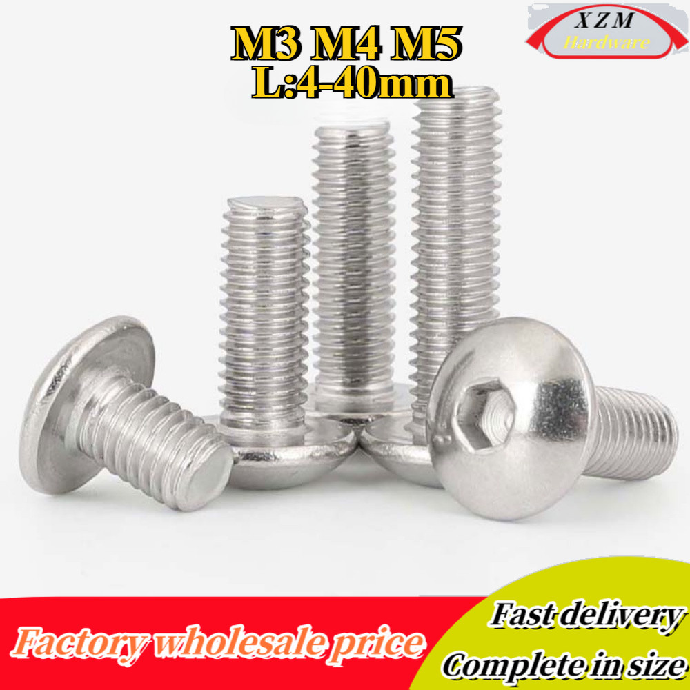 M3/m4/m5 304 Stainless Steel Hexagon Socket Screw Large Flat Head Screw Mushroom Head Big Head ...