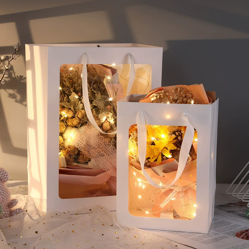 Paper Bag Clear Window Gift Bags for Gifts Wedding Souvenir Stuff Toys ...