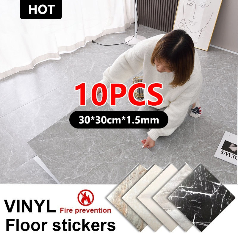 10PCS vinyl tile flooring self adhesive vinyl tiles floor sticker ...