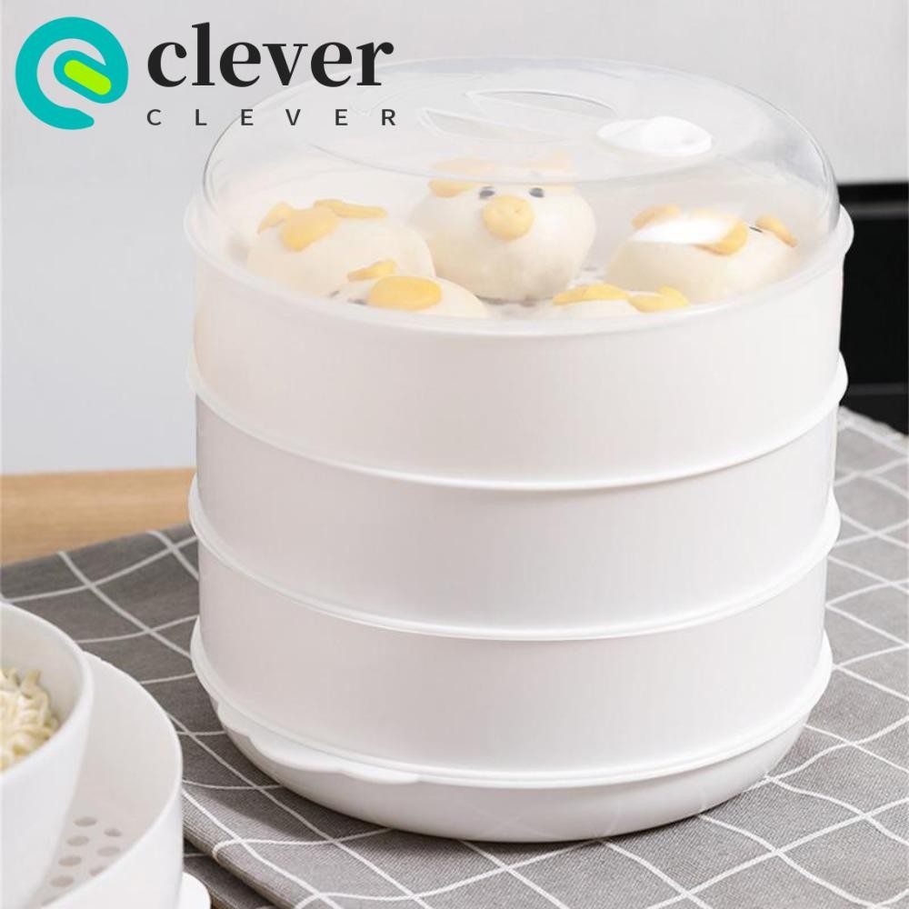 CLEVER Oven Steamer Microwave Food Round With Lid Steamed Dumpling Rice ...