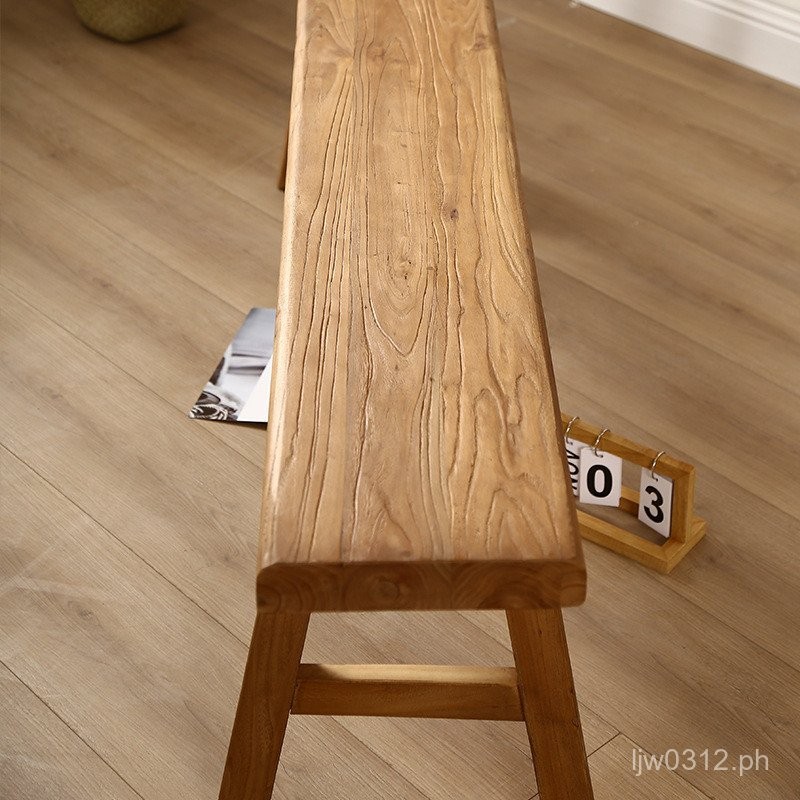 Vintage Short Double Stool Shoe Changing Stool Solid Wood Adult Low ...