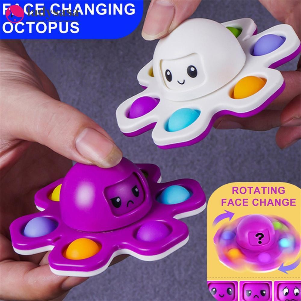 Ladysasa Pop It Stress Relief Silicone Interactive Flip Octopus Change ...
