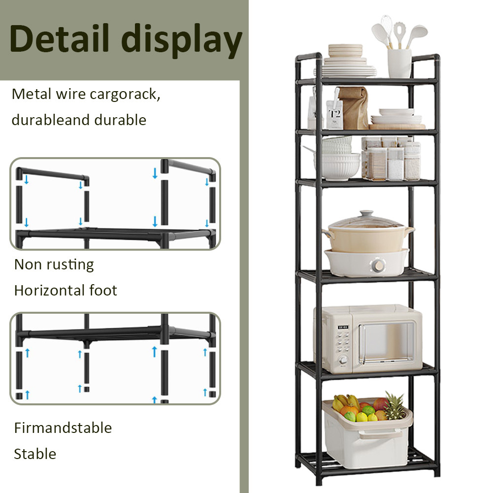 6 Tier Metal Storage Shelf Multi-Function Storage Rack Shelving Unit ...