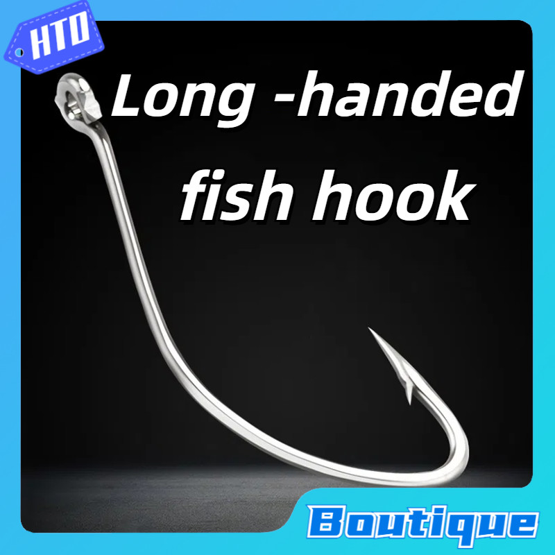 Long handle stainless steel Fish hook 2#-15# 50pcs Durable Fishing hook Fishing Accessories ...