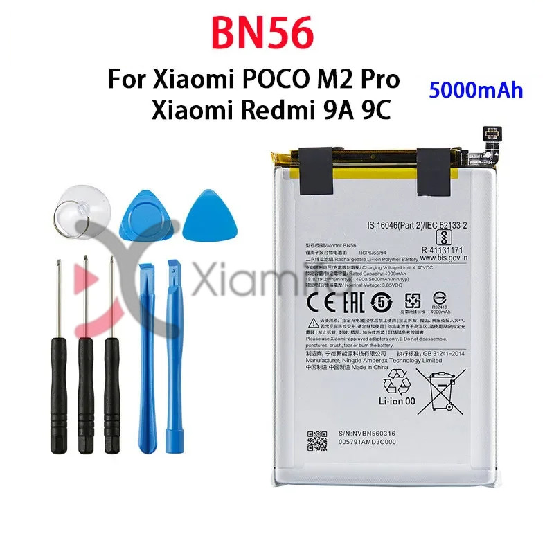 BN56 Battery for Xiaomi POCO M2 Pro Redmi 9A 9C 5000mAh Mobile Phone ...