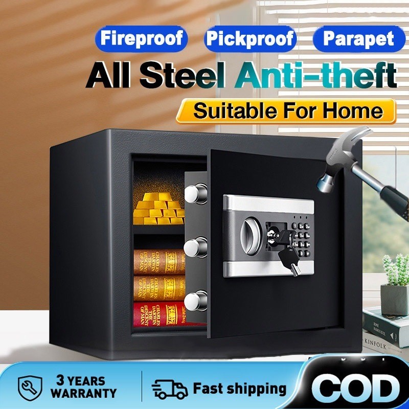 Safe Box Cash Box Safety Vault Money Security Fireproof Mini Strong Box ...