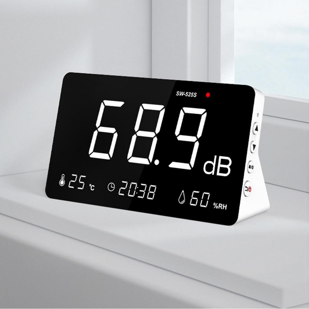 Noise Meter Sound Level 4 in 1 Decibel Temperature Humidity Time ...
