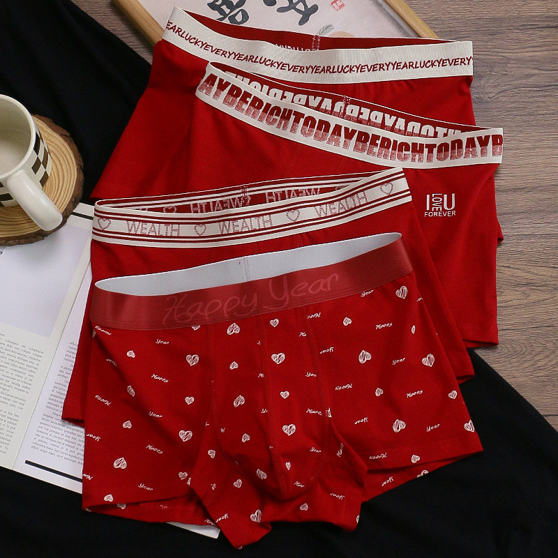 Red Underwear Chinese New Year Red Pants Encore Red Boxer Men's Pure ...