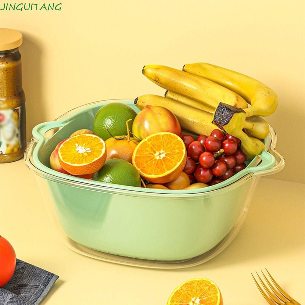 JINGUITANG 8pcs/set Vegetable Washing Drain Basket, Double Layer BPA ...