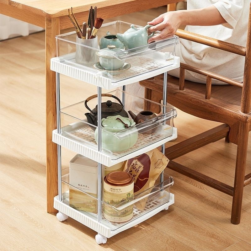 Tea Cup Rack Floor-standing Tea Set Tray Snacks Sundries Trolley Shelf ...