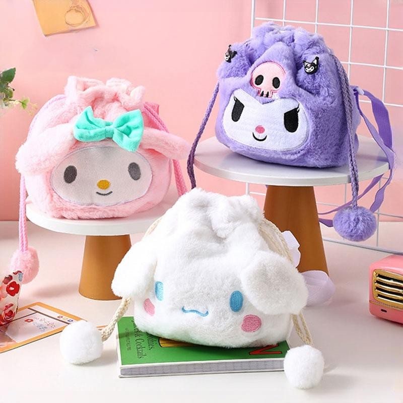 Sanrio Kuromi Plush Rope Drawing Bag Sling Bag Shoulder Bag For Kid ...