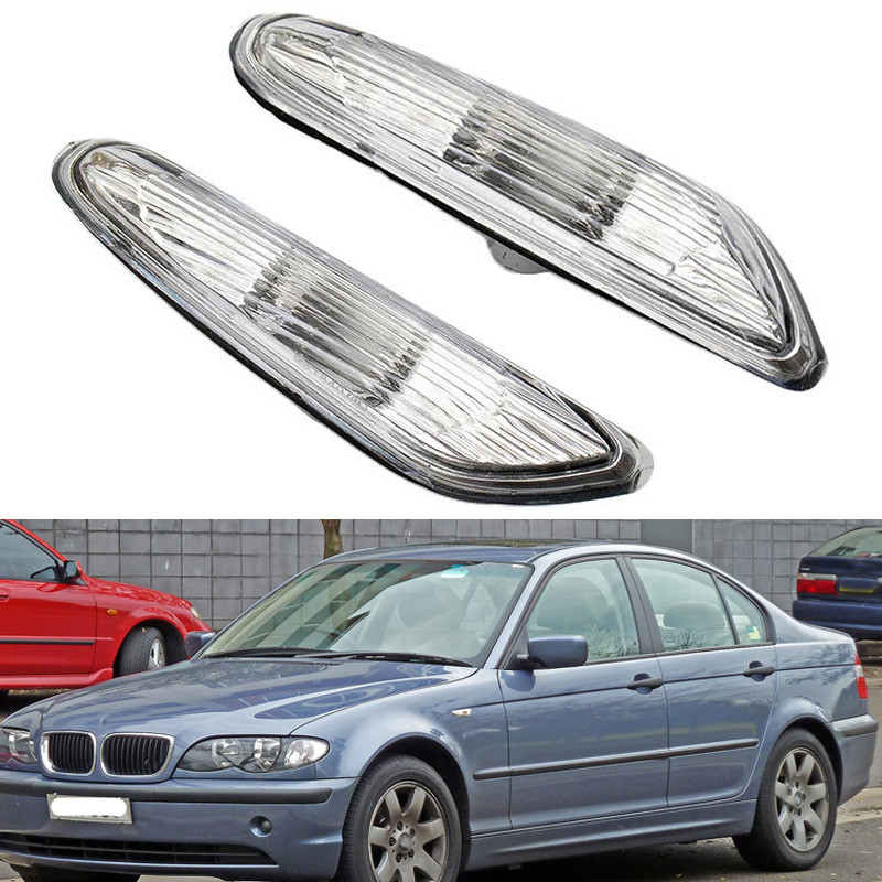 1 Pair Clear Car Fender Side Light Housing For BMW E46 3 Series 4D/5D ...