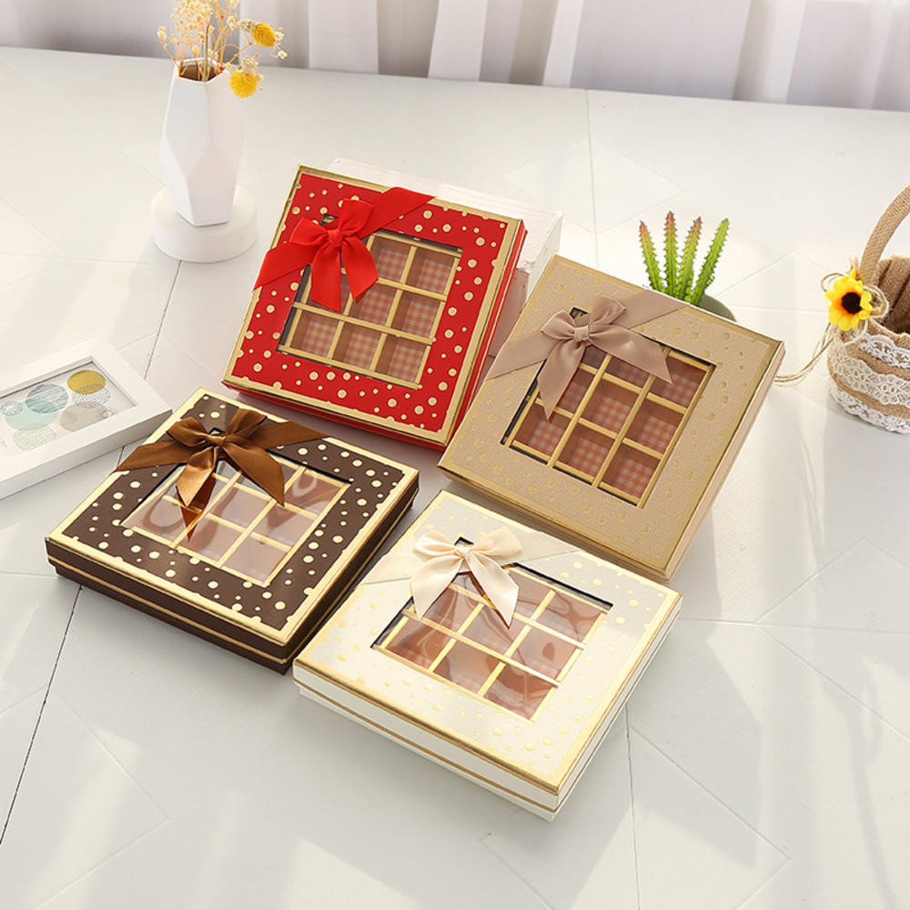 9 Compartments Empty Chocolate Sweet Boxes With Inserts Clear Window ...