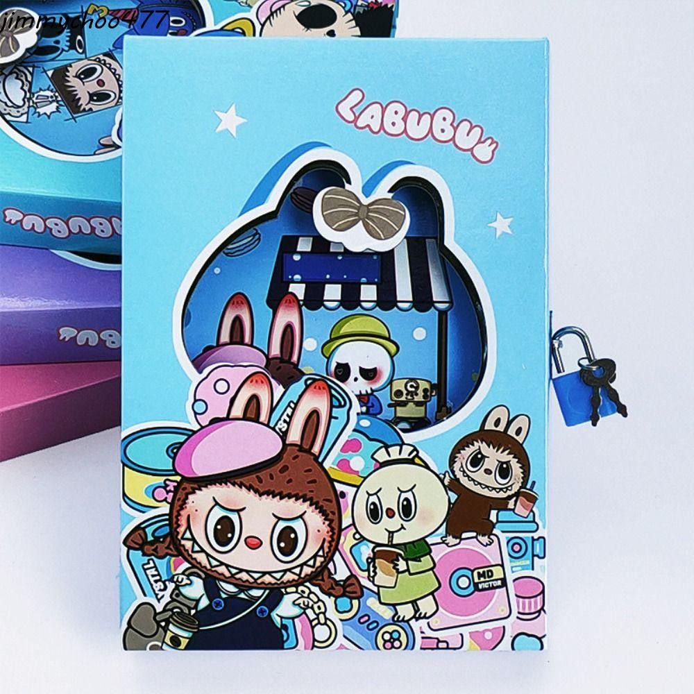 JIMMYCHOO Labubu Diary Notepad, Color Page Cartoon Notebook With Key ...