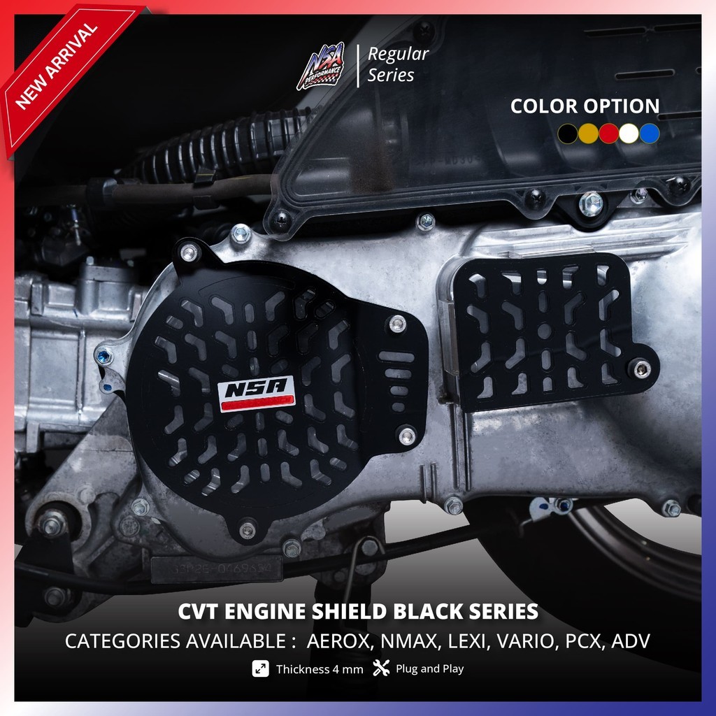 NSA CVT ENGINE COVER BLACK SERIES YAMAHA NMAX NEW OLD AEROX V1 V2 ...