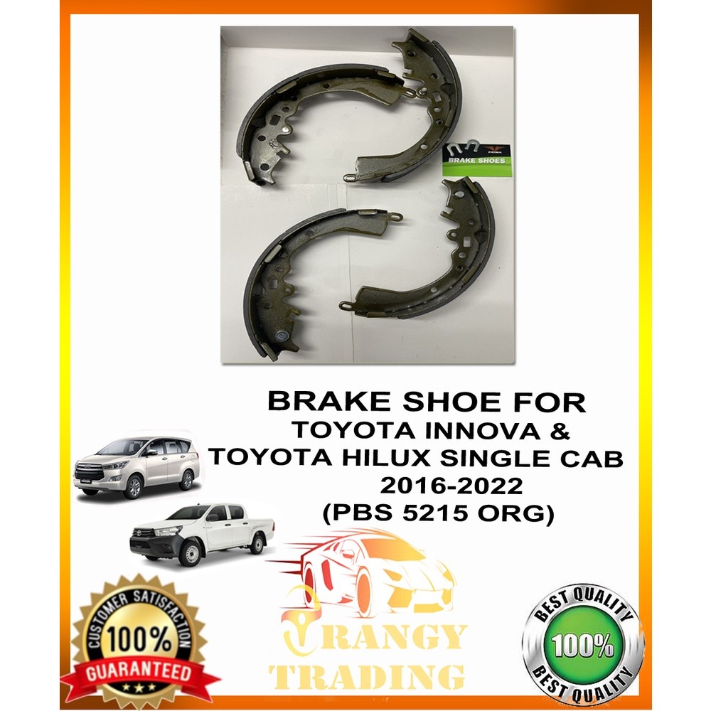 BRAKE SHOE PRIMA (PBS 5215 ORG) For TOYOTA INNOVA (2016-2025) AND HILUX ...