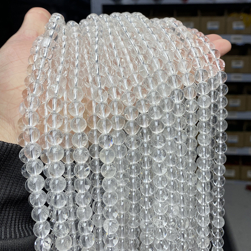 5A Natural White Crystal Round Beads Loose Beads Micro Cotton High ...