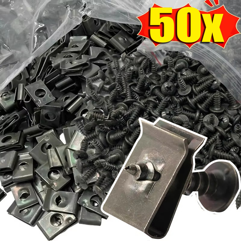 U-Type Clips Heavy Duty Rustproof for Cars, 50PCS M4/M5 Screw ...