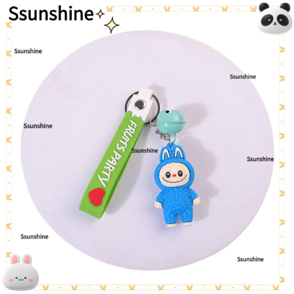 SSUNSHINE Pop Mart Keychain, Labubu Leather Rope Bell Cartoon Doll ...