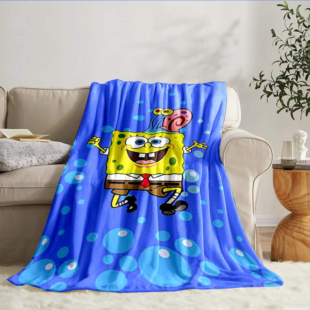 3D SpongeBob SquarePants Blanket Soft Cartoon Thin Blanket Gift Sofa ...